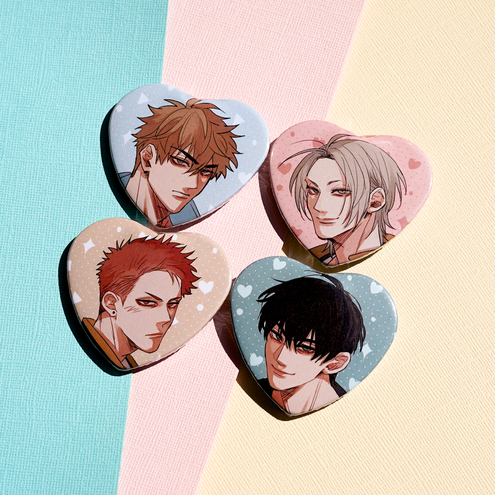 19 Days Heart Buttons – Lightning Strikes Art
